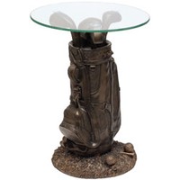 Assorted Bronze Golf Bag Table with Glass Top: Golf Gifts & Golf Games ...